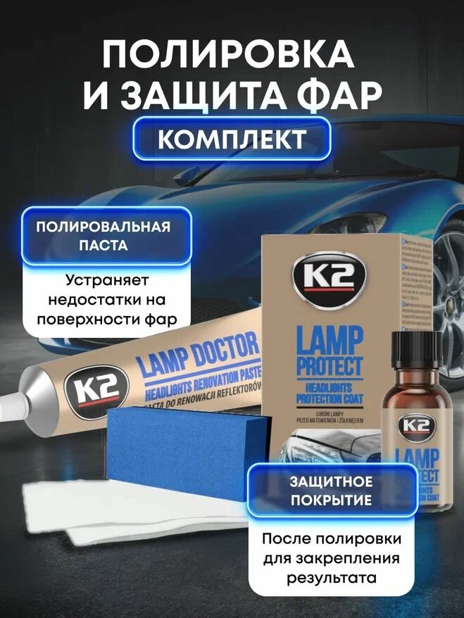 Набор для полировки фар автомобиля Lamp Doctor + Lamp Protect
