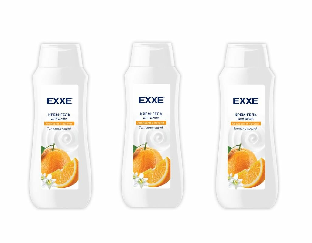 EXXE Крем-гель для душа Тонизирующий Апельсин и пачули, 400 мл, 3 шт
