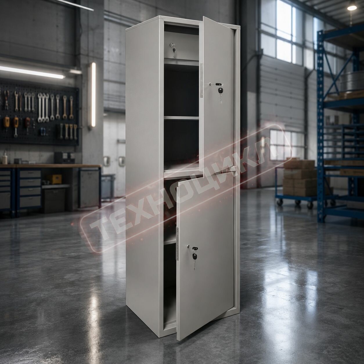 Шкаф бухгалтерский металлический техноцикл КБС-032тн, 1502х470х390 мм, серый