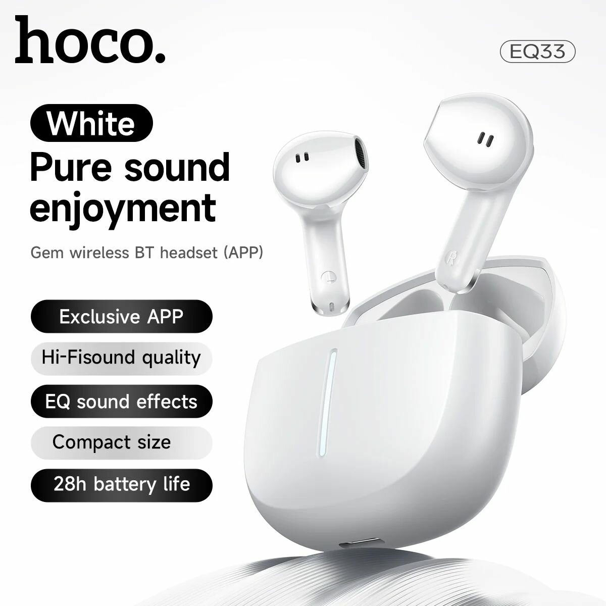 HOCO EQ33 Беспроводная Bluetooth-гарнитура с микрофоном, управляемая приложением