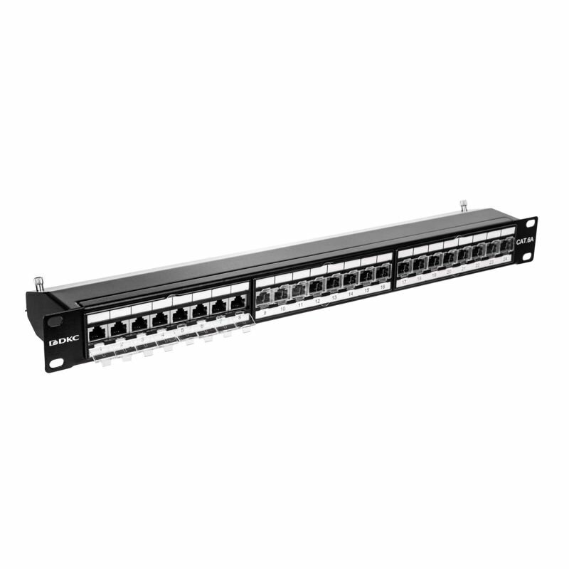 Патч-панель 19дюйм 1U CAT6A 24 порта RJ45 экранир. DKC RN6APPF241