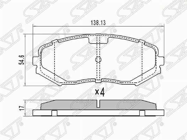 Колодки тормозные спереди SAT ST-52200-65J00 Suzuki Escudo 05-12 / Grand Vitara 05-16