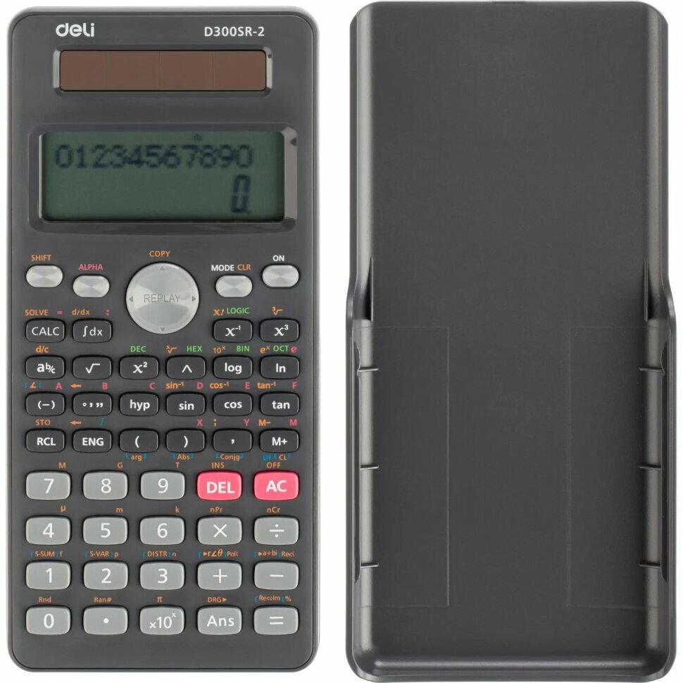 Калькулятор научный Deli ED300SR-2,10+2р,300ф,2ст,172,6х82,7, дв пит, т. сер, 2346677
