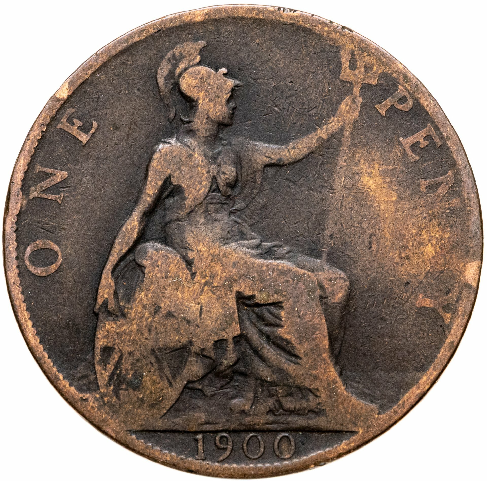 Великобритания 1 пенни penny 1900, Бронза, в сохранности F