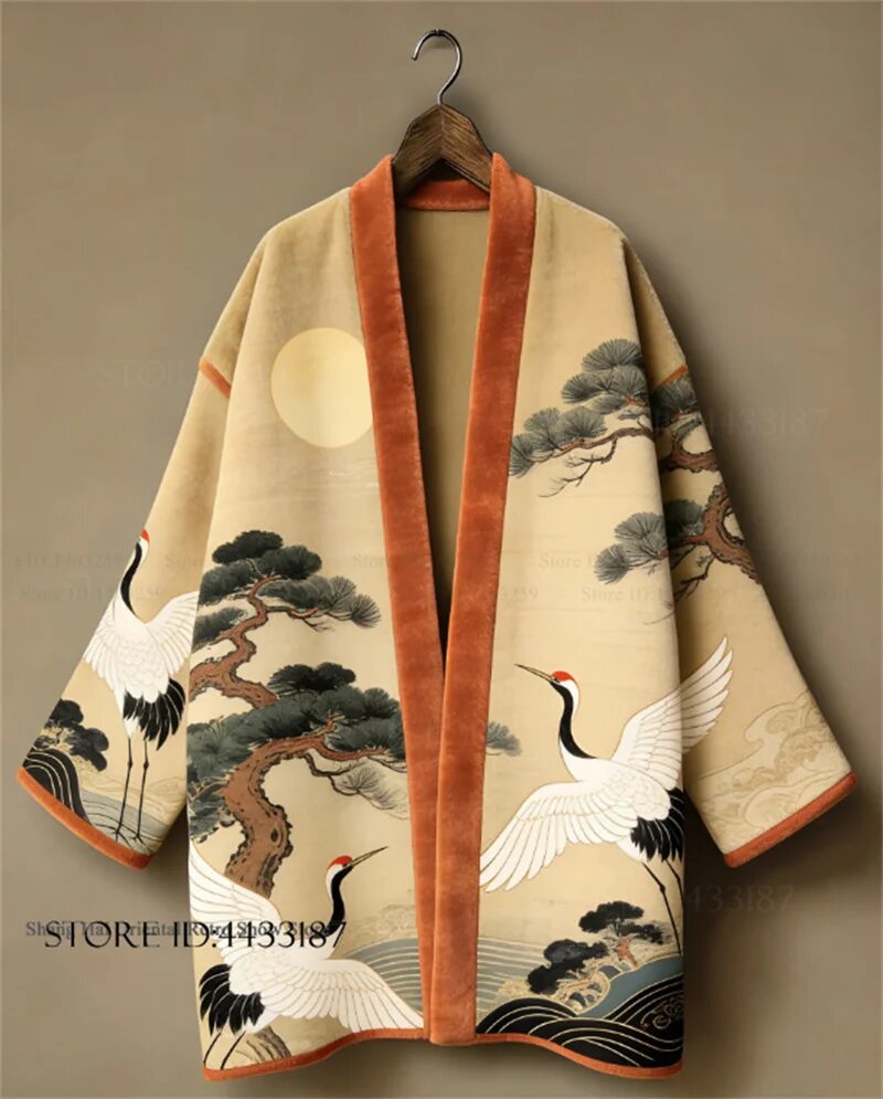Кимоно кардиган фланелевый, японский стиль, размер M, цвет Kimono Cardigan 18