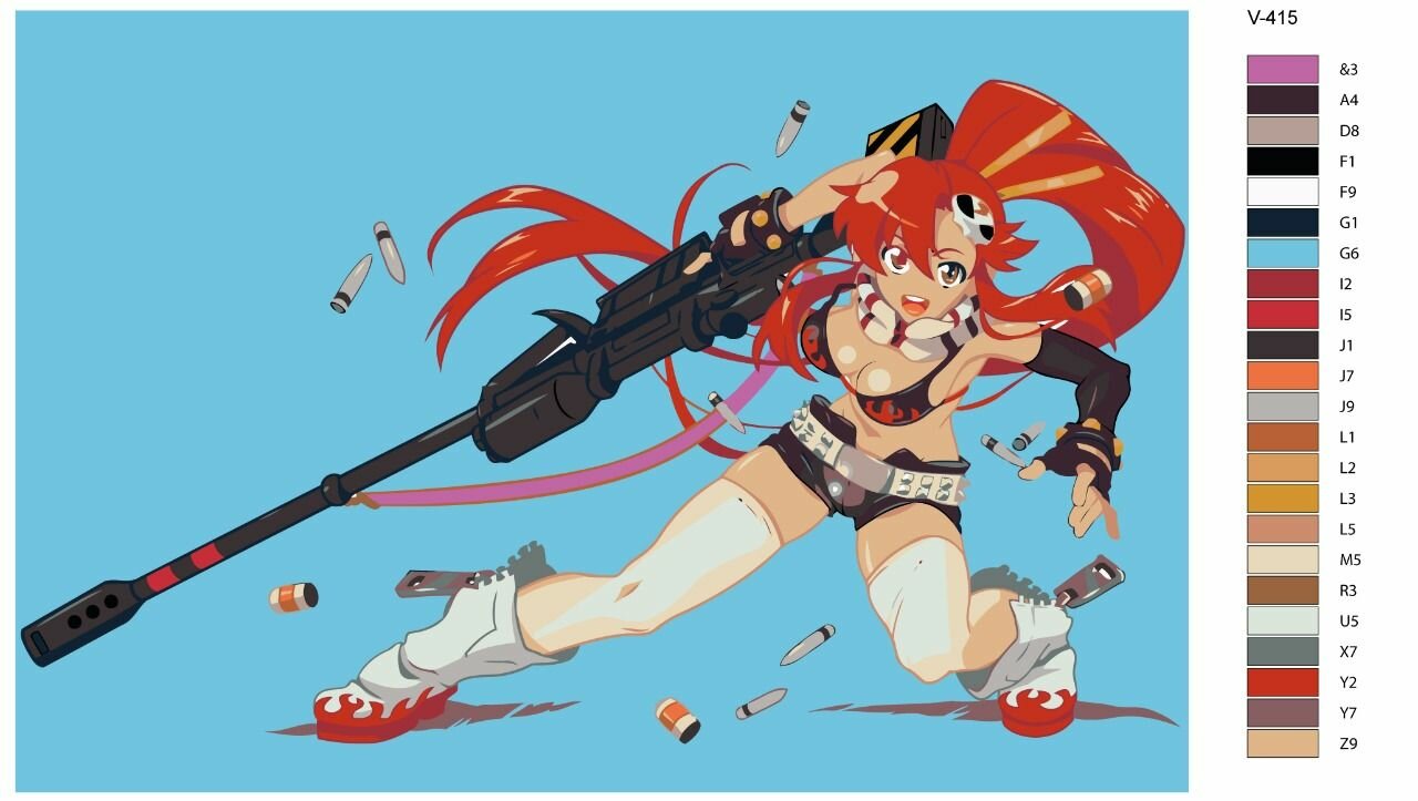Картина по номерам V-415 "Аниме: Гуррен-Лаганн (Gurren-Lagann). Ёко ( Yoko Littner)", 40x60 см