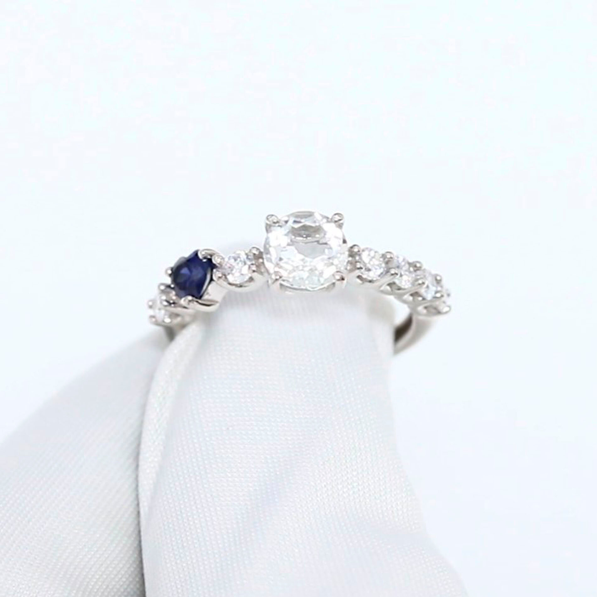 Кольцо, серебро, 925 проба, родирование, горный хрусталь, фианит