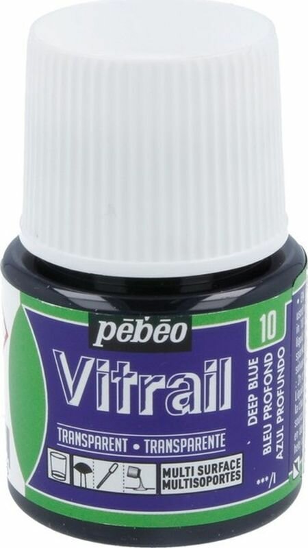 Pebeo Краска для стекла и металла Vitrail лаковая прозрачная цвет 050-010 темно-синий 45 мл