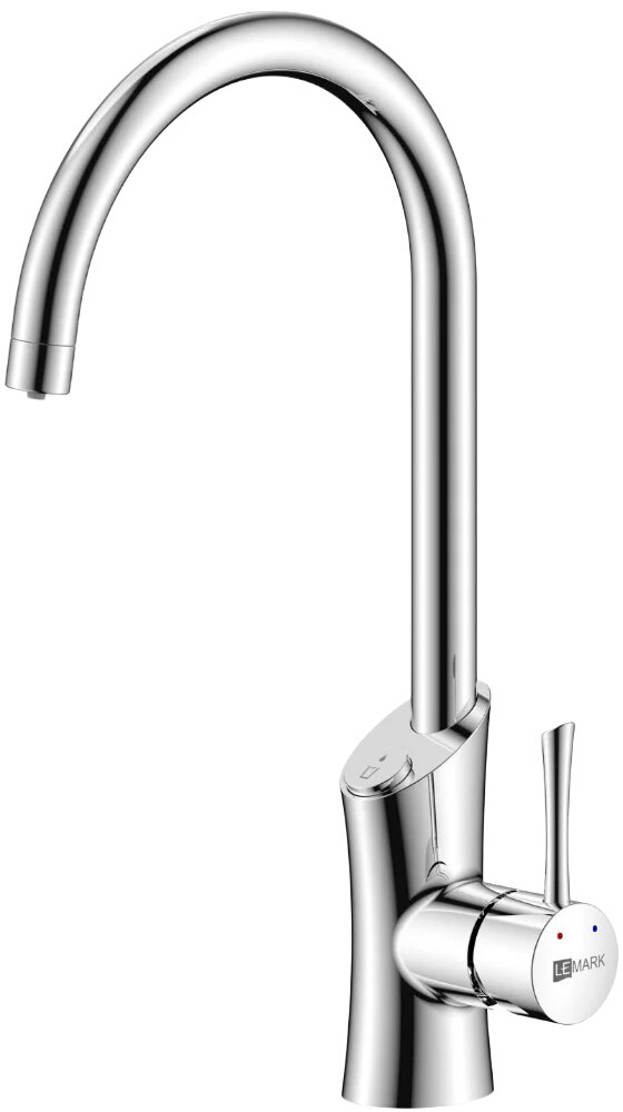 Смеситель для кухни Lemark Comfort LM3072C с краном для питьевой воды, с поворотным изливом, хром, глянцевый, однорычажный, латунный, с керамическим картриджем