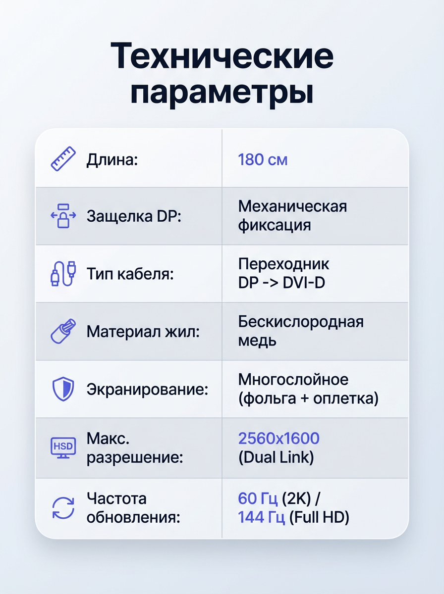 DisplayPort - DVI-D dual link 1.8 м — фото 1