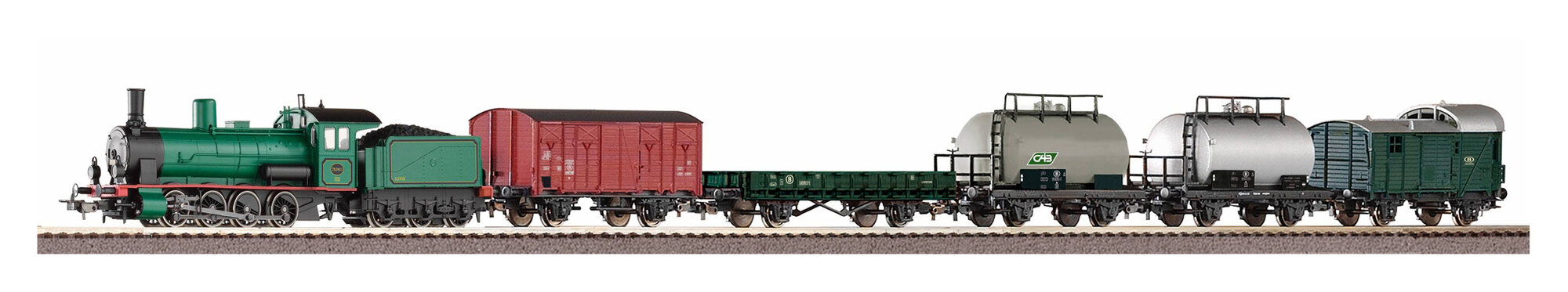 97942 Piko Стартовый набор с паровозом SNCB Rh 71 + 5 грузовых вагонов, рельсы на подложке H0 1:87 16,5мм