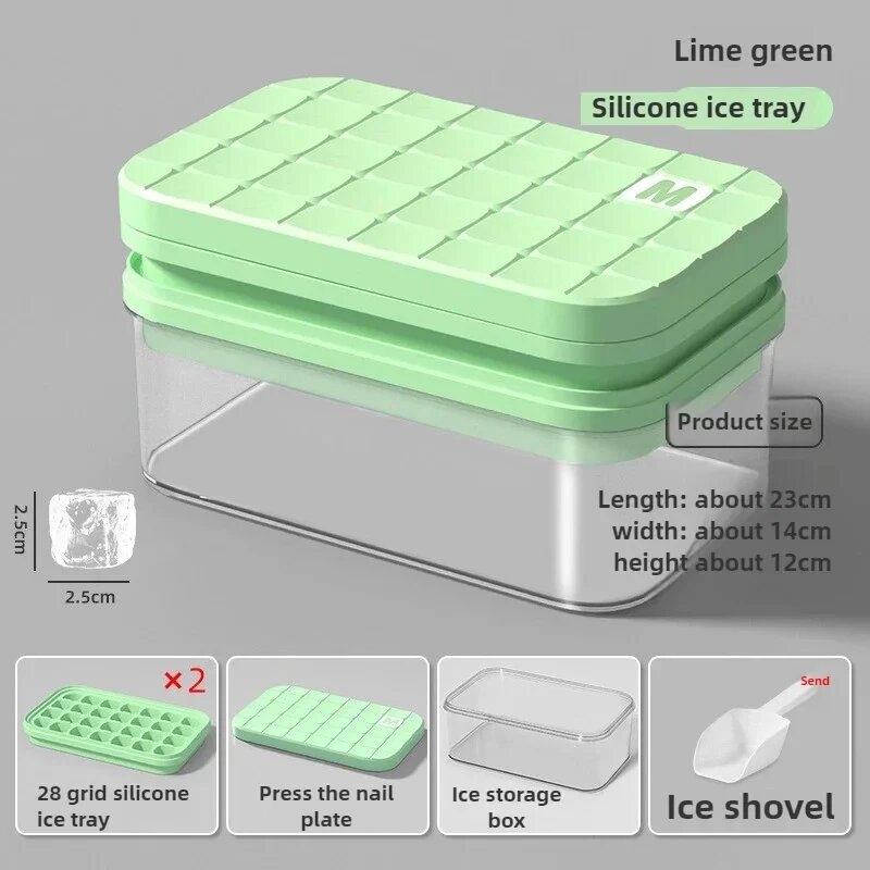 Силиконовая форма для льда с крышкой Зеленый, Green-double