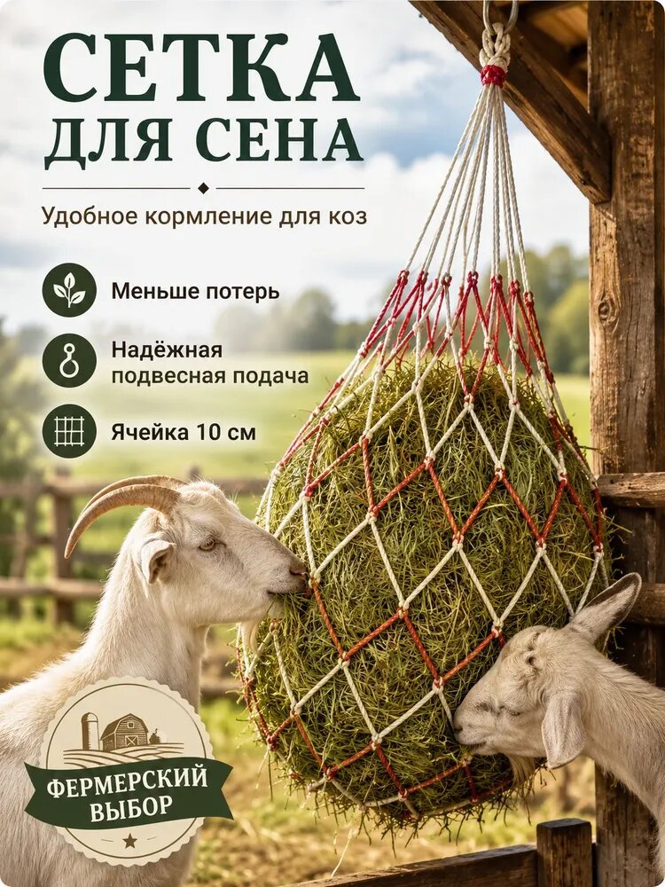 Сетка для сена 120 см, профессиональный рептух для кормления лошадей, овец, коз, медленная кормушка, 10 см ячейка