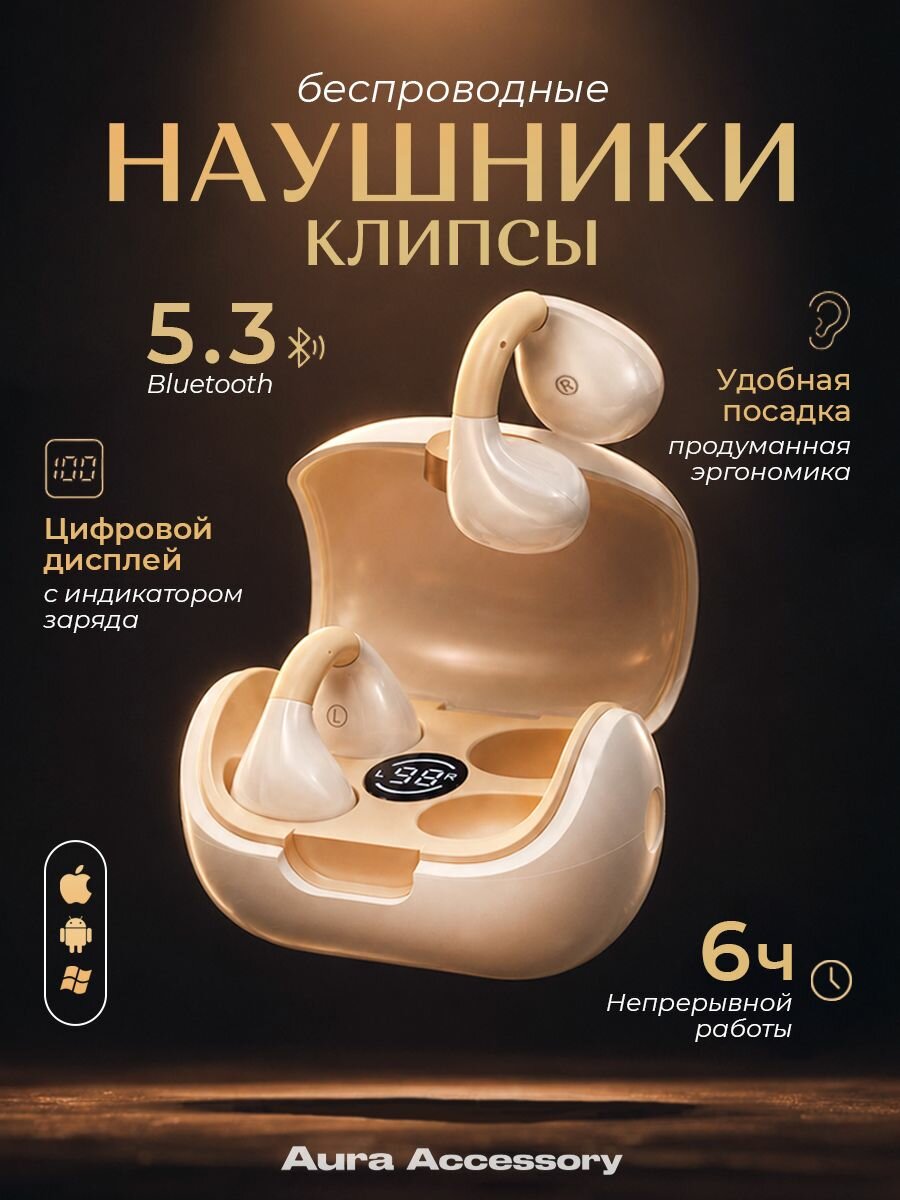 Наушники клипсы беспроводные спортивные