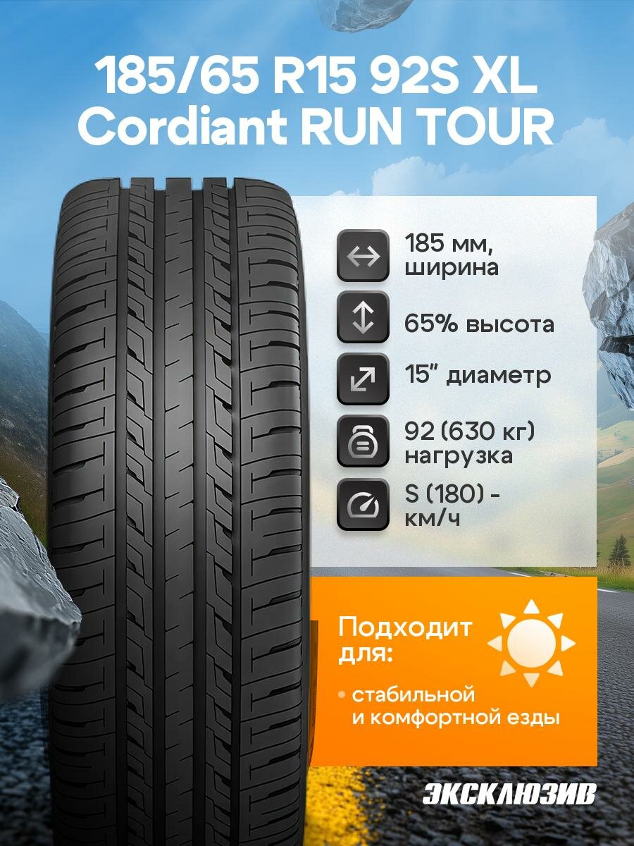 Летняя шина Cordiant RUN TOUR 185/65 R15 92S XL