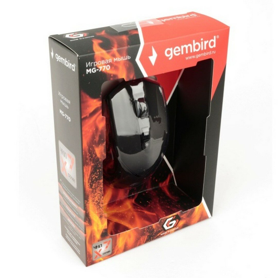 Мышь Gembird MG-770, USB, игровая, black подсветка