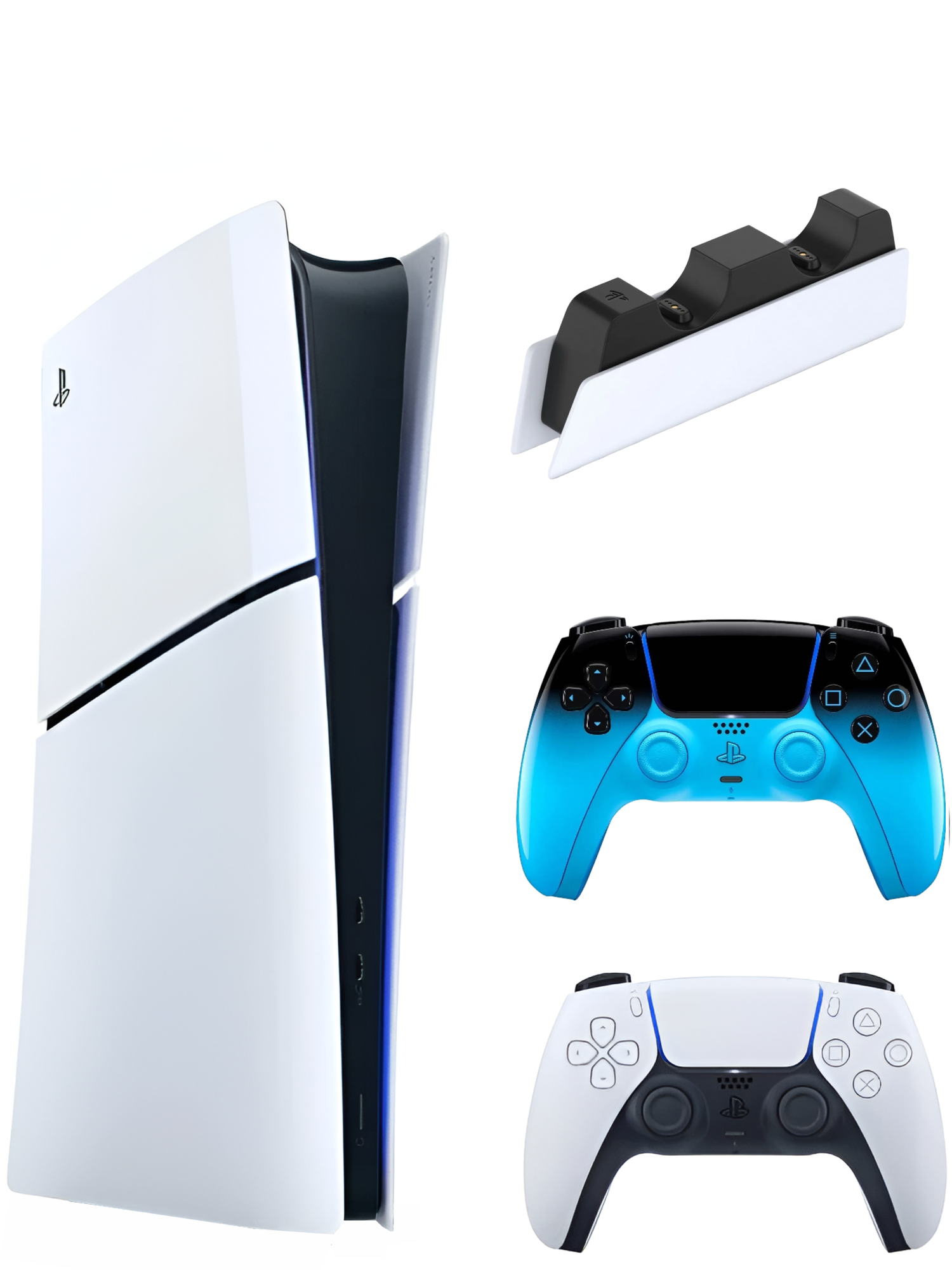 Игровая приставка Sony PlayStation 5 Slim Digital Edition, 825 ГБ + 2-ой геймпад (rhythm blue) и зарядная станция