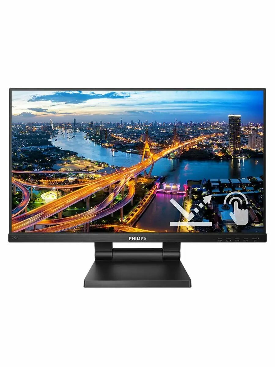 Монитор Philips 21.5" 222B1TC/00, IPS, WLED, разрешение 1920 x 1080, черный