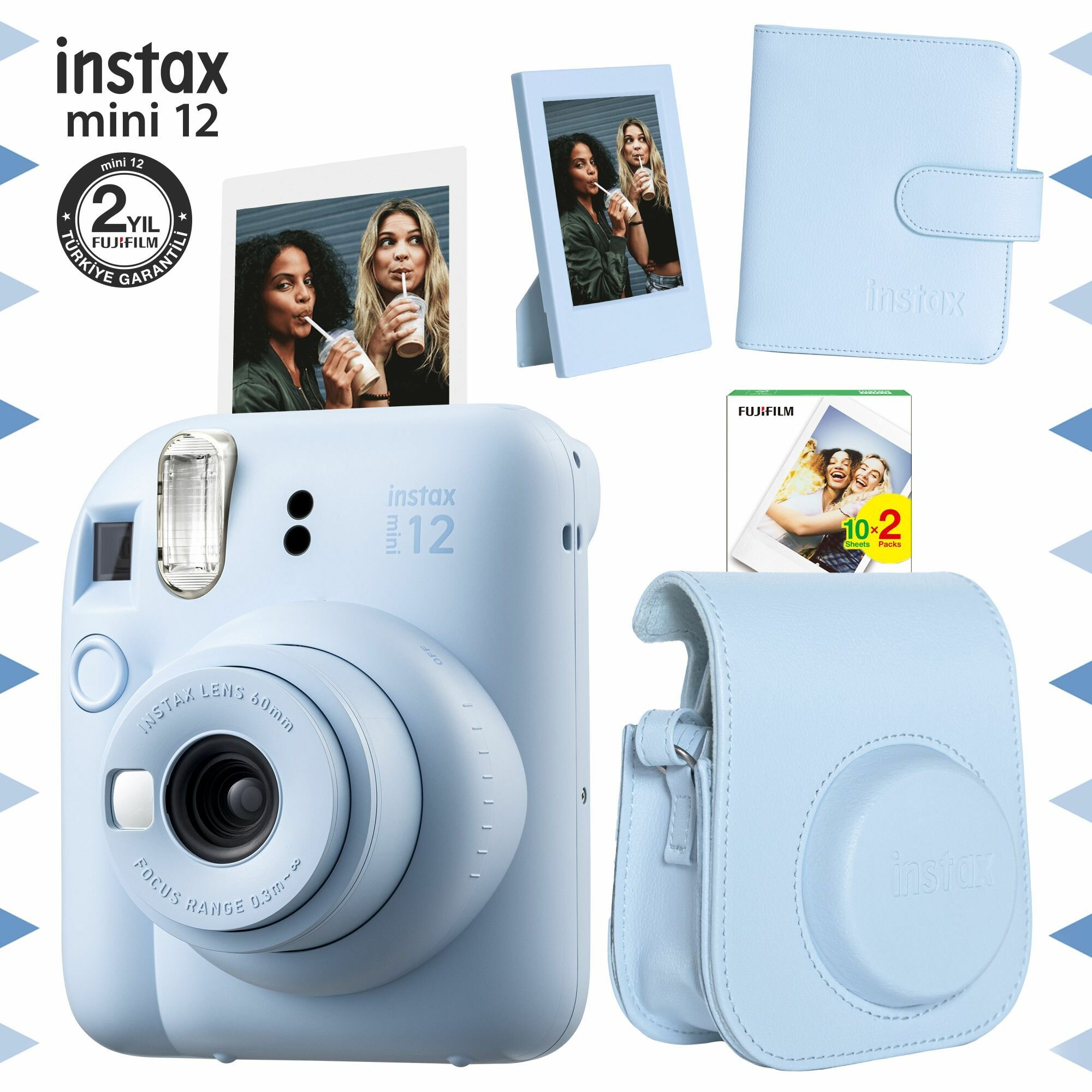 Instax mini 12 набор (20 Картридж + фоторамка + Фотоальбом кожаный футляр) - день святого валентина
