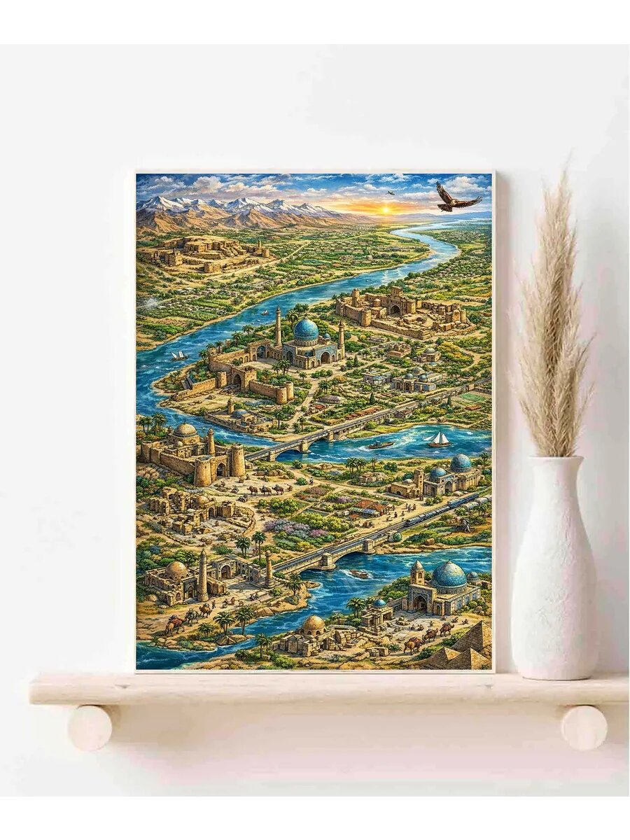 Термез, Узбекистан, Fantasy Map, Карта, Плакат 30x42см