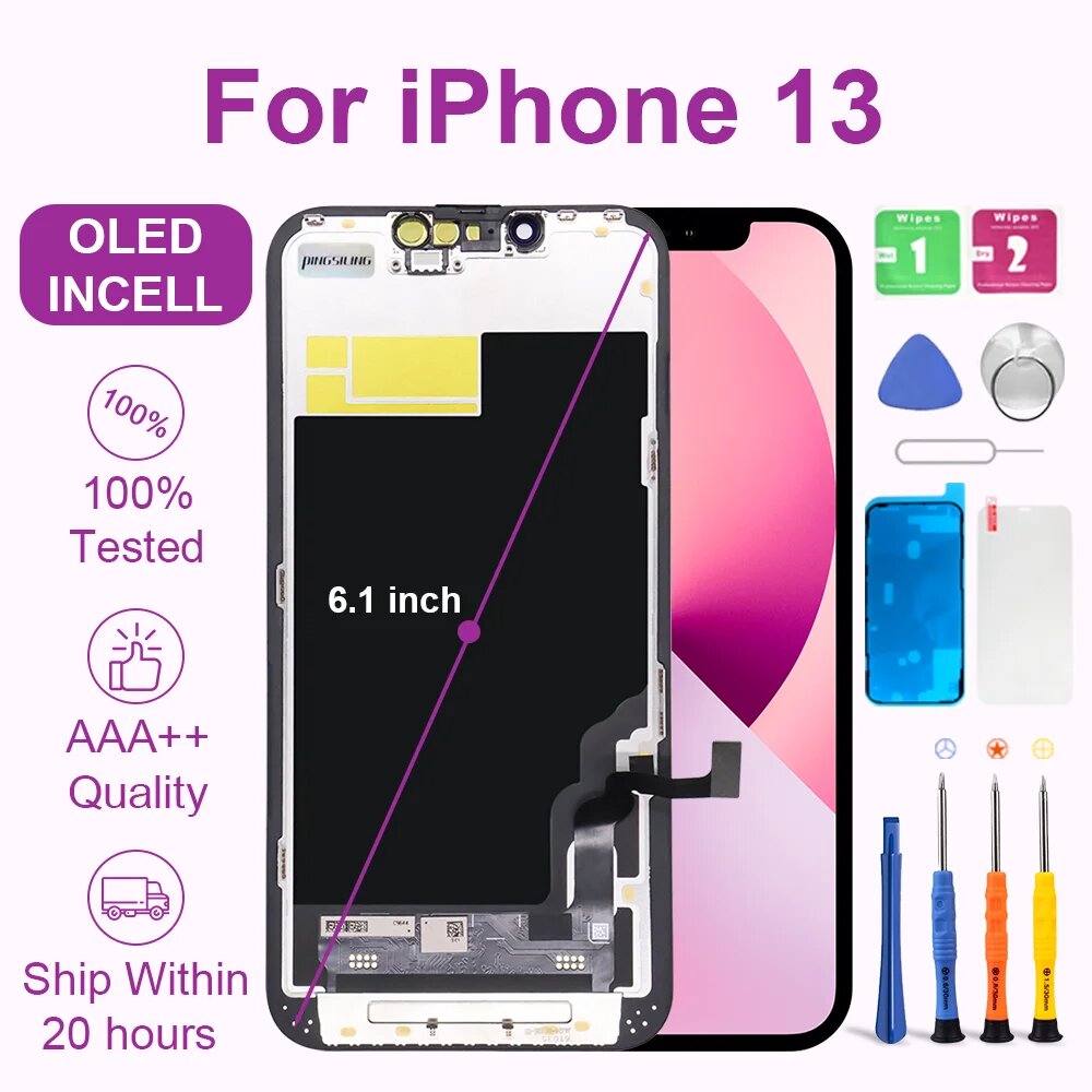 PINGSILING AAA+++ для iPhone 13, сенсорный экран INCELL 3D Touch, для ремонта INCELL For 13