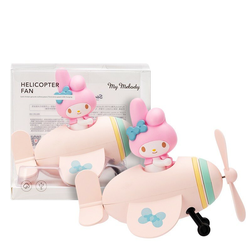 Мини-вентилятор Miniso Sanrio Cinnamoroll в форме самолета, настольный, милый, портативный, модный, My Melody Милый