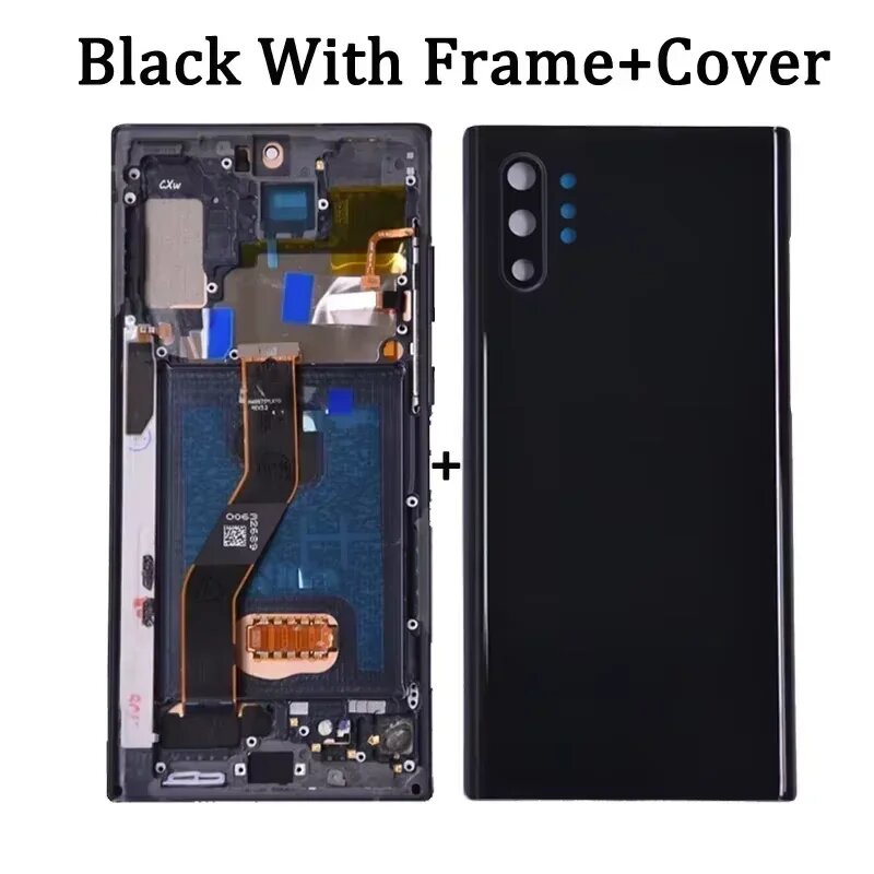 Экран Samsung Note 10+ N975F черный с рамкой и крышкой
