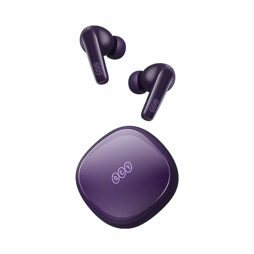 QCY Наушники беспроводные с микрофоном, Bluetooth, USB Type-C, фиолетовый