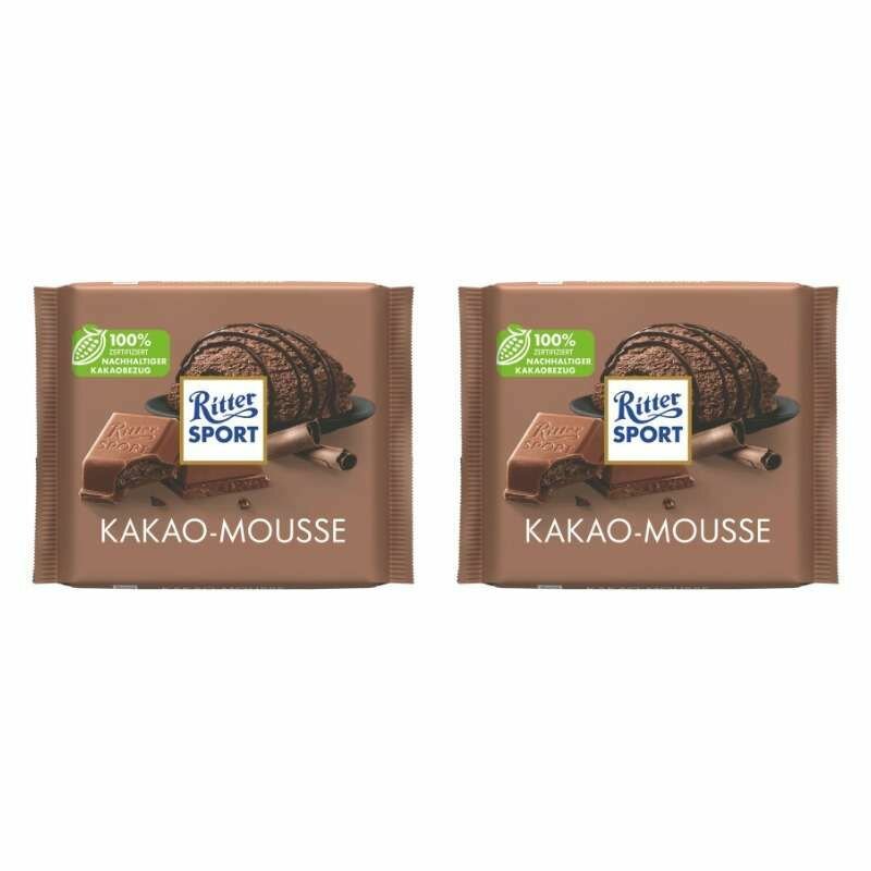 Ritter Sport Шоколад молочный с начинкой какао-мусс, 100 гр, 2 уп