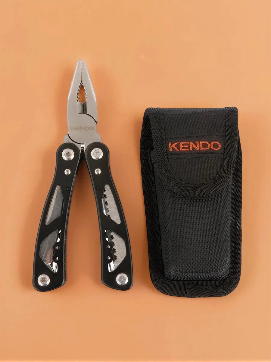 Мультитул KENDO "30961", многофункциональный, 13 функций, сталь, рукоять, чёрный