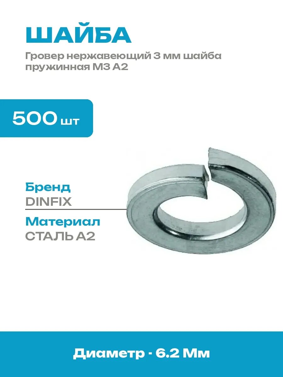 Шайба пружинная DIN 127 М3 А2 нержавейка комплект 500 шт