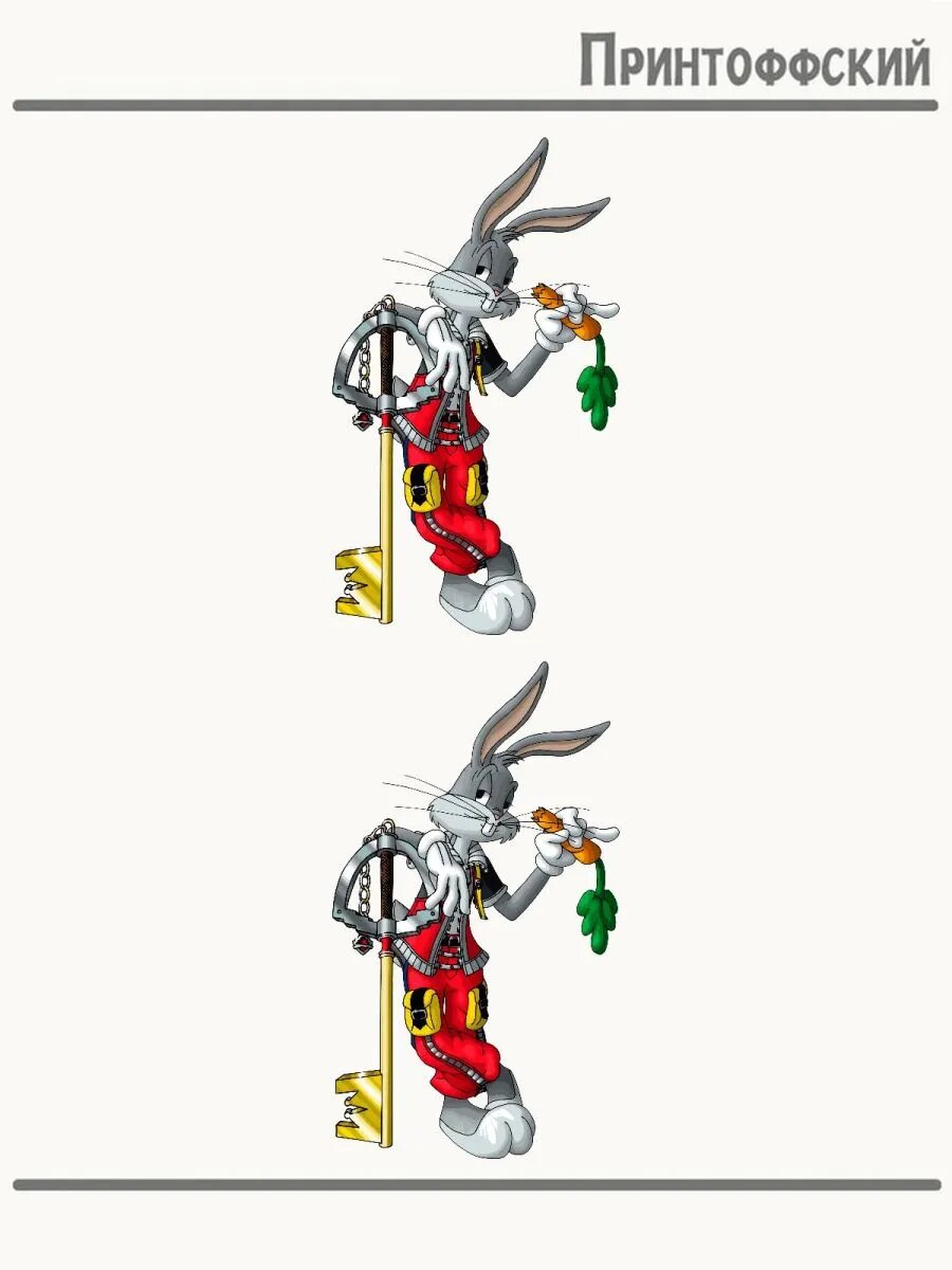 2-е (Две) Термонаклейки бакс банни Bugs Bunny