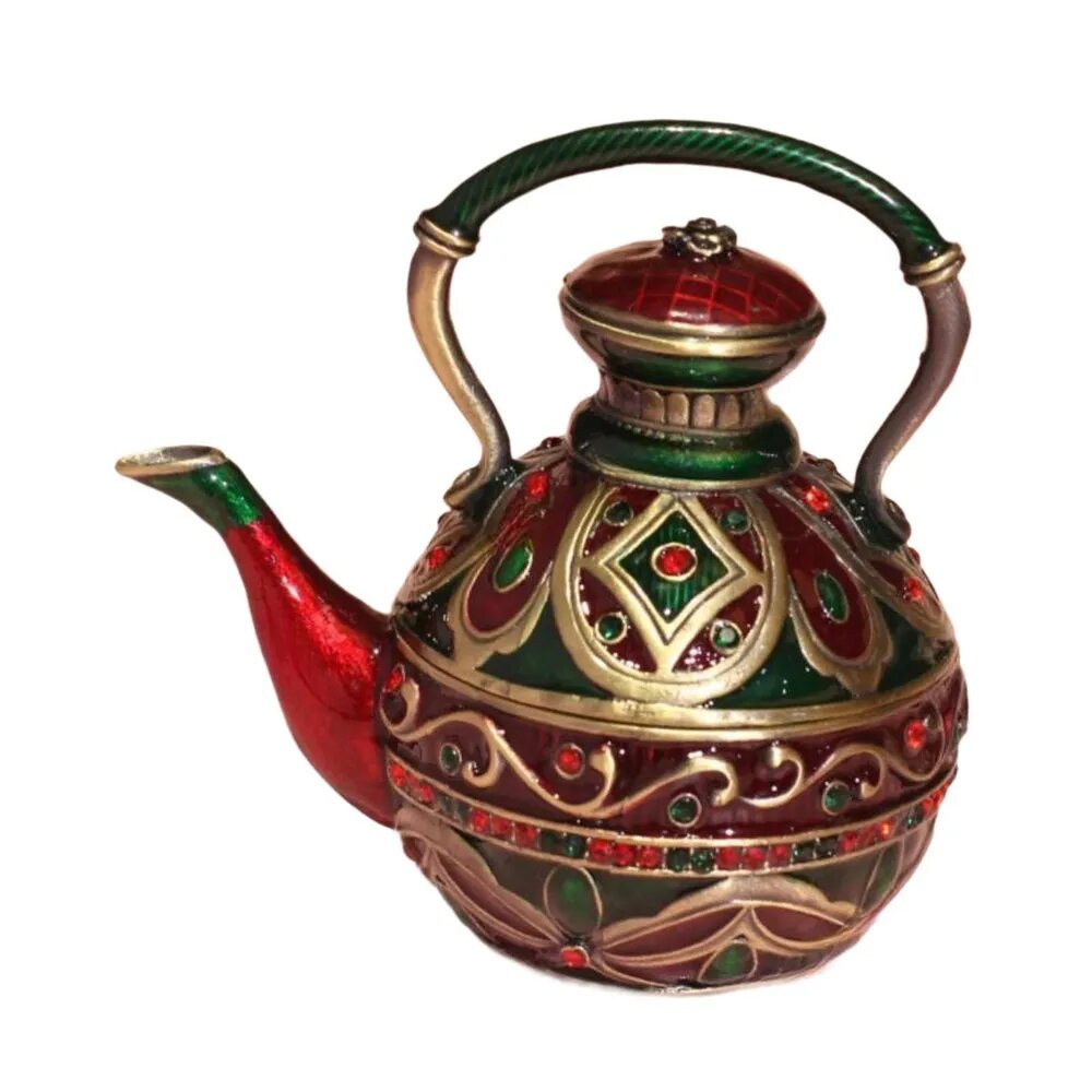 Шкатулка "Чайник" 10х10х10 см, многоцветная, с ручкой — фото 1