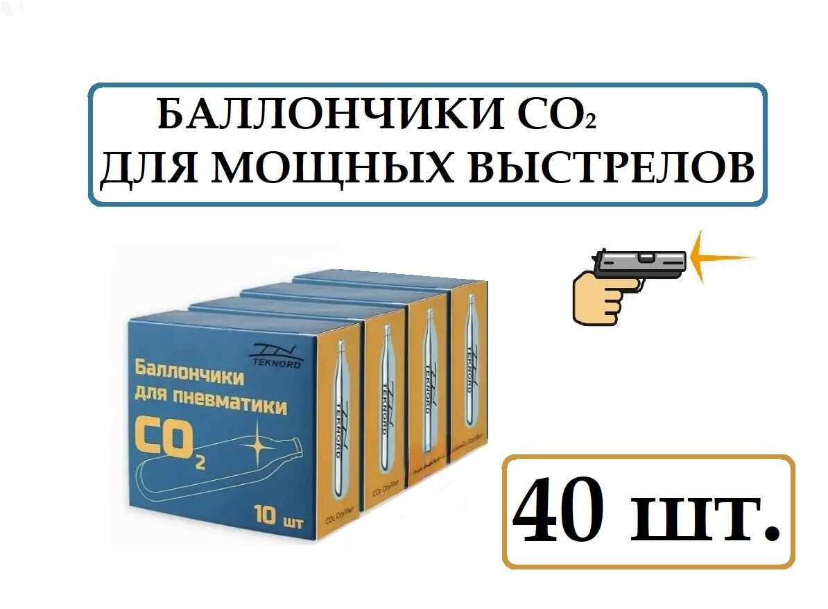 Баллончики CO2 - 12 гр. для пневматического оружия ( 40 шт. в коробке)