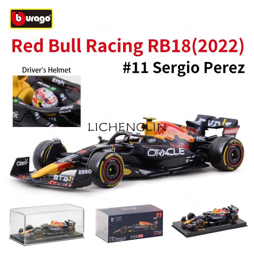 Акриловая прозрачная коробка Bburago 1:43 2022 Red Bull RB18 Формульный болид Формулы-1, Литые под давлением автомобили, коллекционная модель гоночных игрушек
