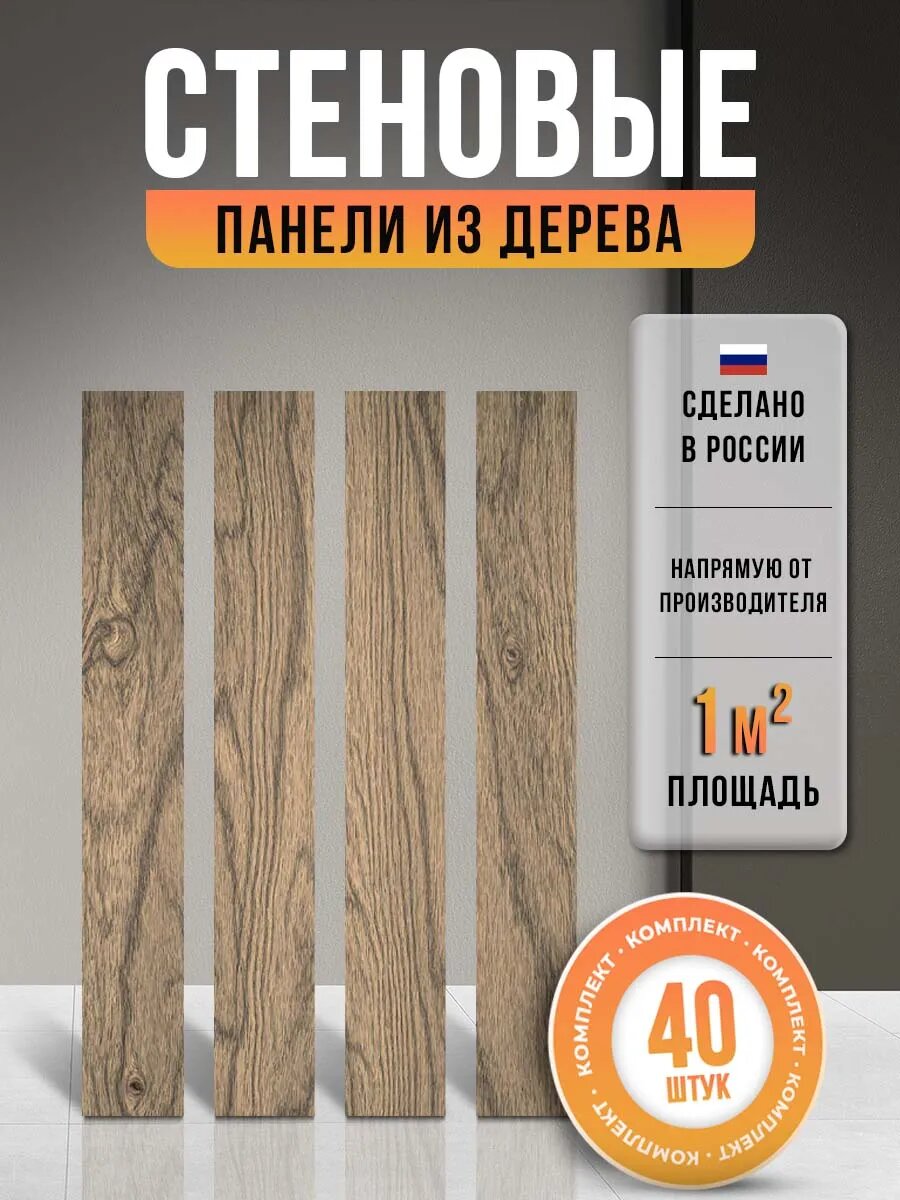 Стеновые панели реечные декоративные рейки на стену 45х6, HDF