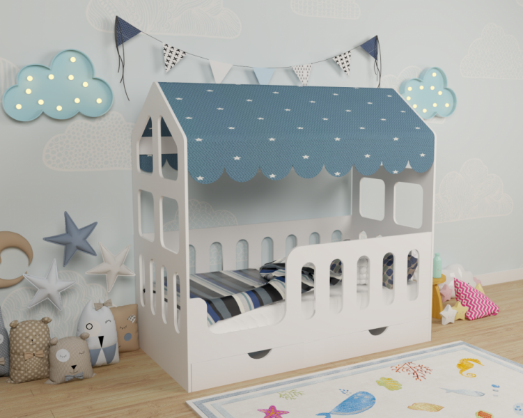 Кровать 160х80 Манеж Домик (с ящиком)