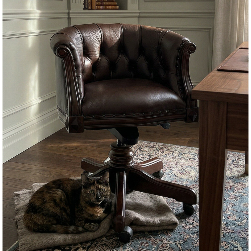 Коричневое кожаное кресло