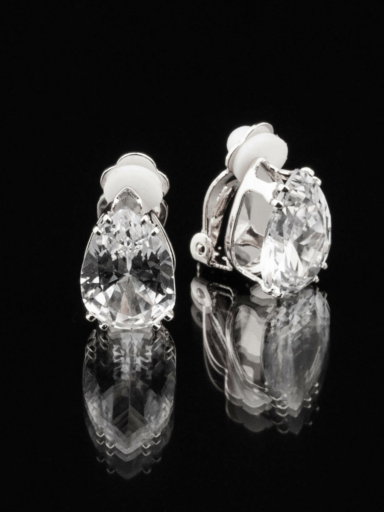Серьги клипсы, фианит