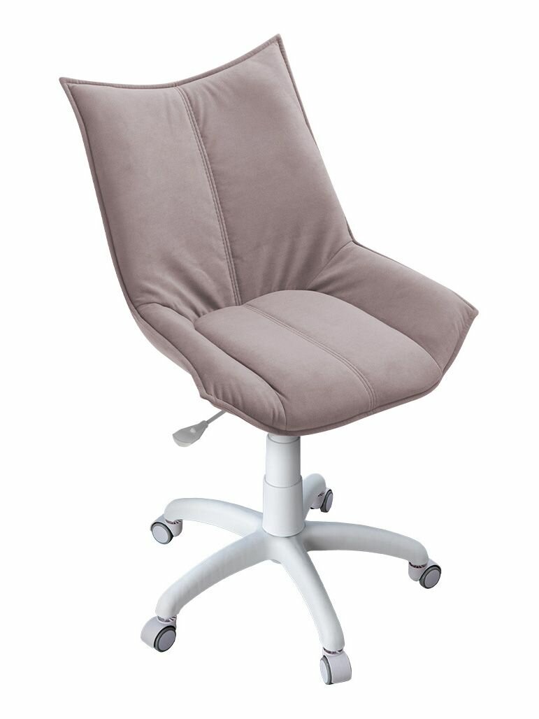 Офисное, компьютерное кресло Осло Джи без подлокотников, 60х63х83.5 см, Дымчато-розовый, велюр / Белый, металл/пластик