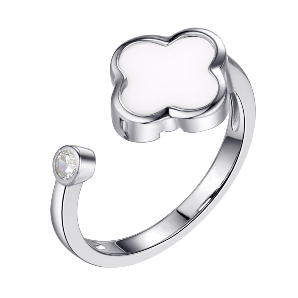 Кольцо, серебро, 925 проба, фианит, керамика