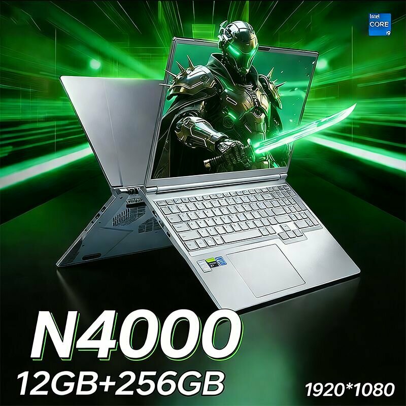 Игровой ноутбук N4000, процессор Intel N4000, SSD 256ГБ, ОЗУ 12ГБ, экран 15", Windows 10 Pro