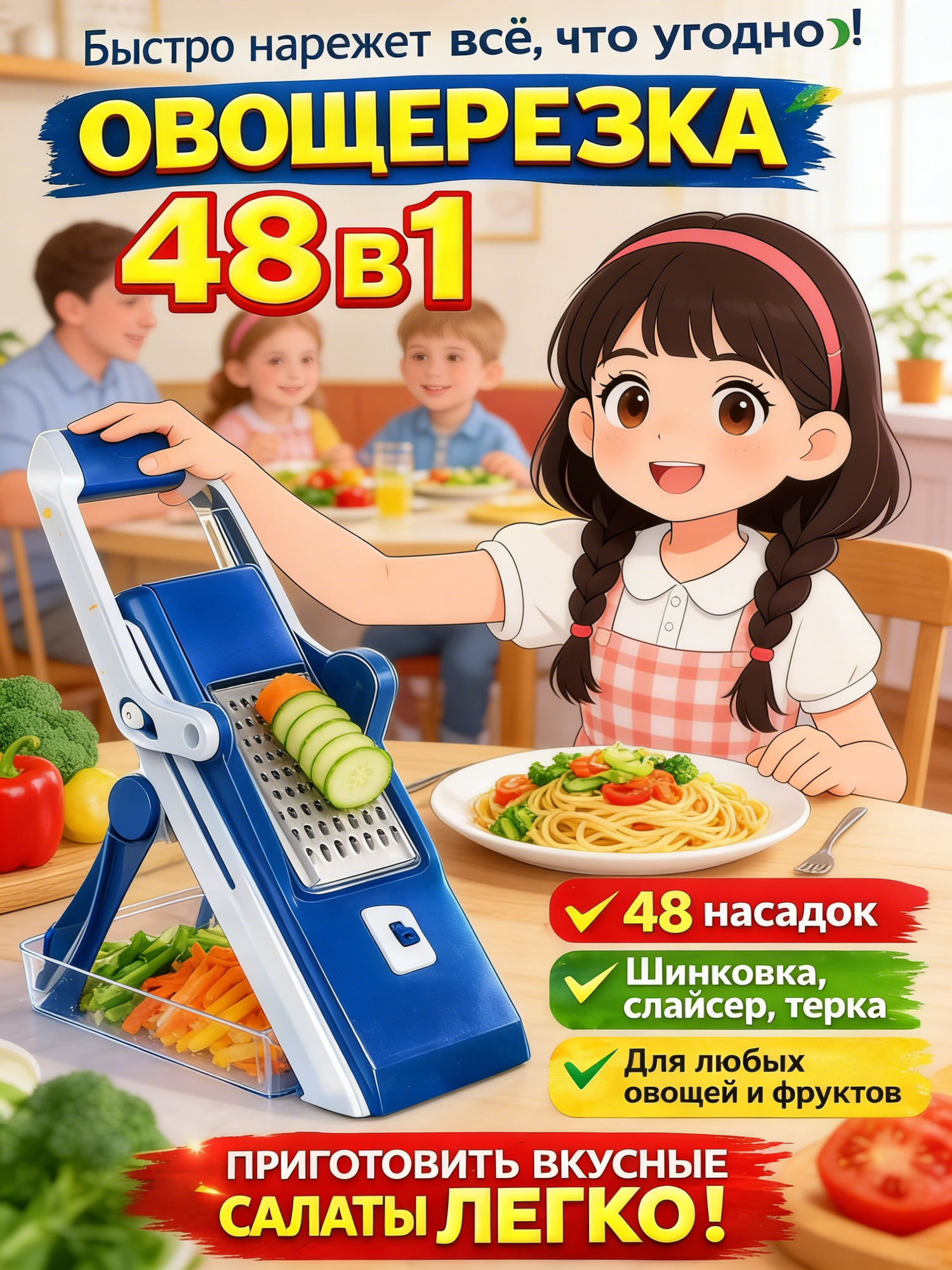 Овощерезка ручная слайсер многофункциональная