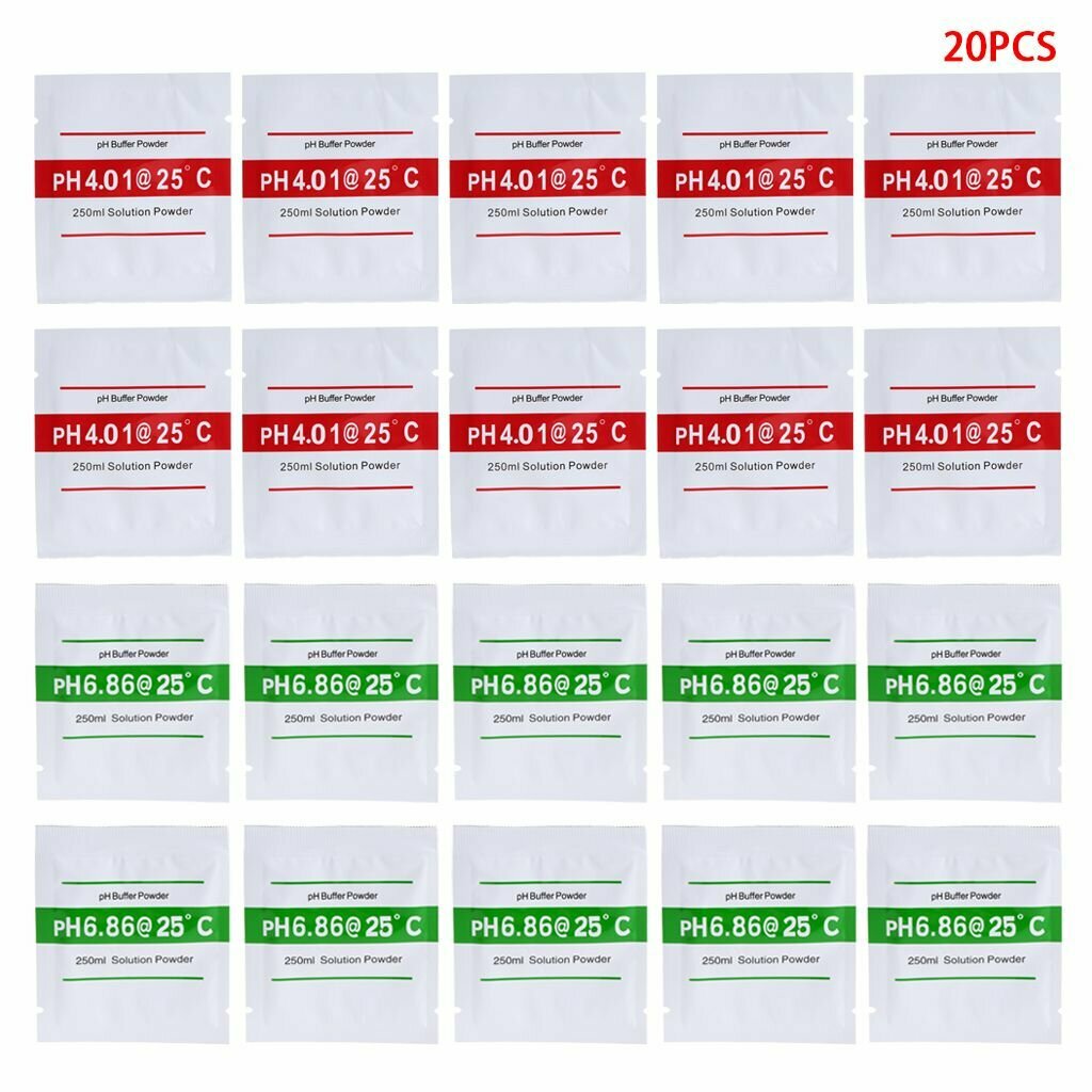 Порошок буферного раствора pH-метра, 20 упаковок для точной и легкой калибровки pH, раствор порошка для калибровки pH 4,01/6,86