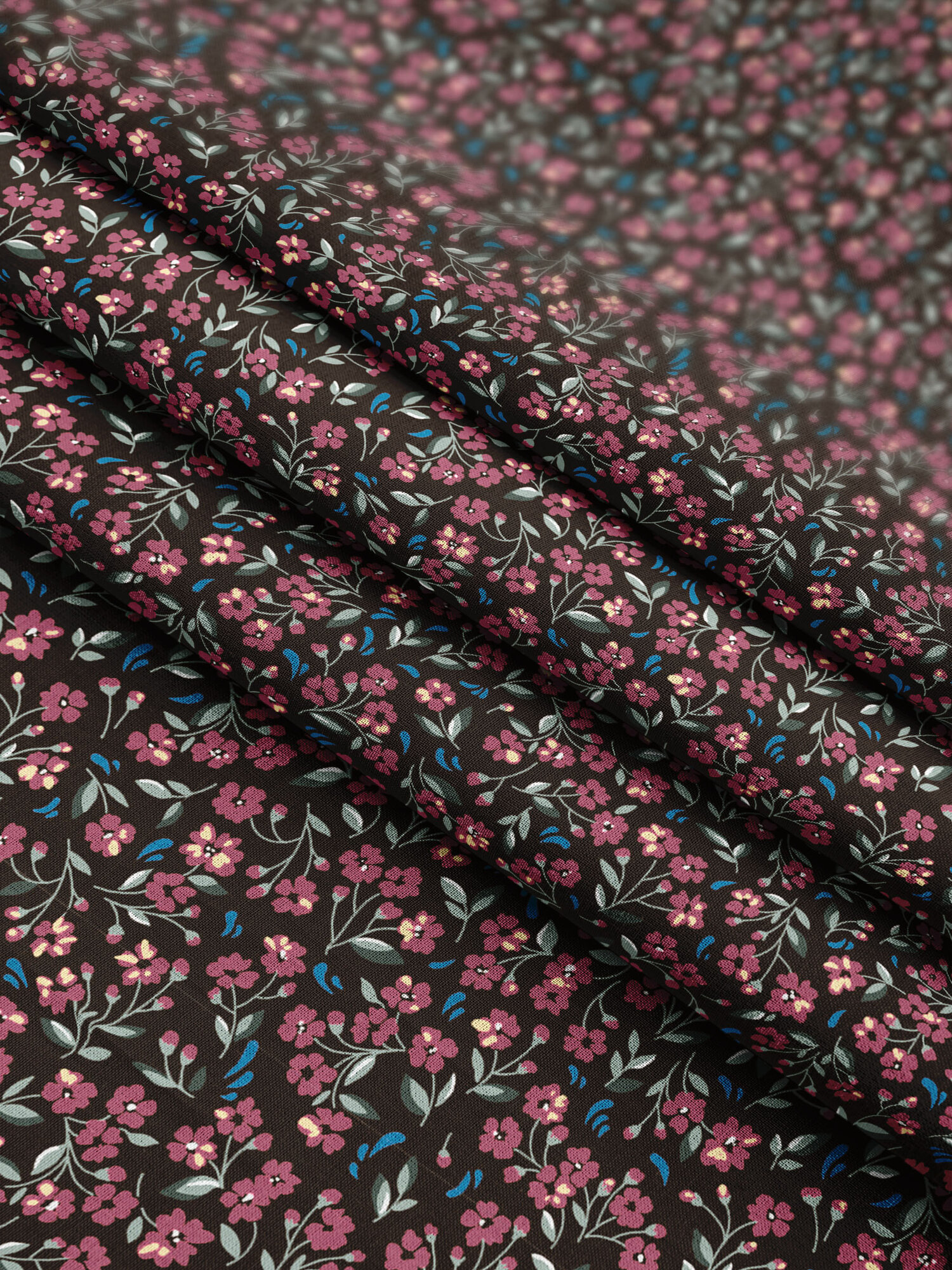 Ткань для шитья и рукоделия, Ситец, Хлопок, цв. темно-коричневый, Длина 3 м, Ширина 80 см, Плотность 85 г/кв. м