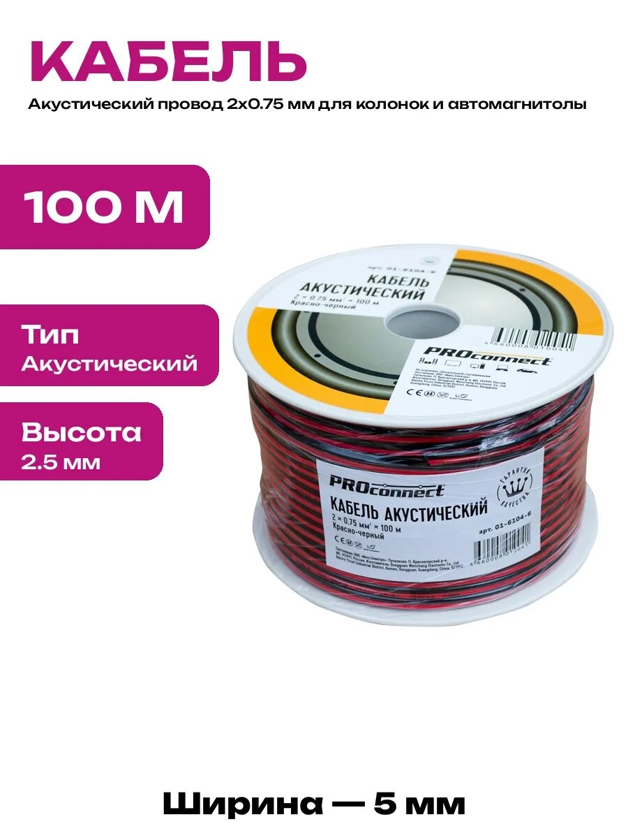 Провод акустический 2х0.75 мм для автомобильной аудиосистемы