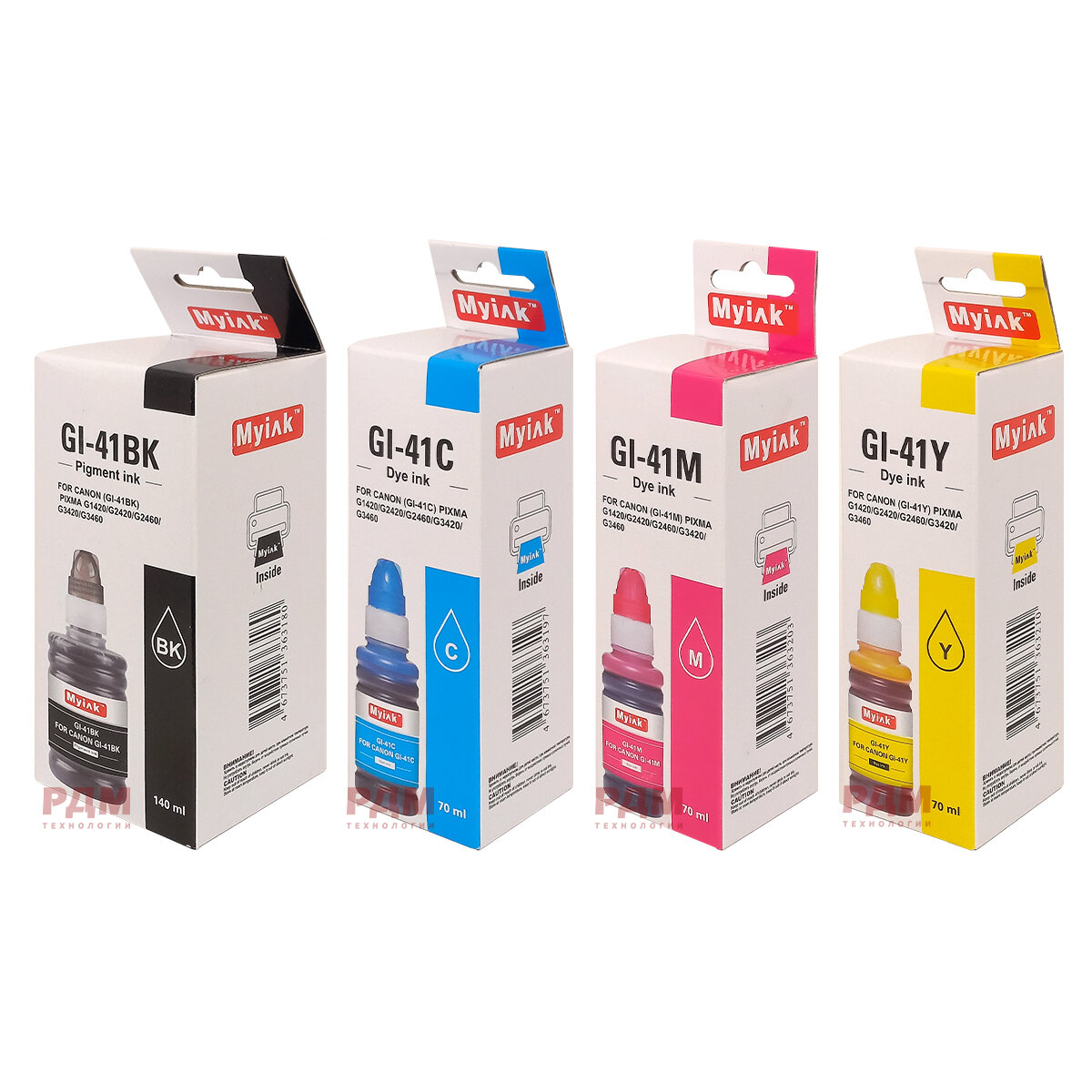 Чернила MyInk (GI-41) для Canon Pixma (G1420/G2420/G2460/G3420/G3460) 4 цв. (pgBk, C, M, Y)