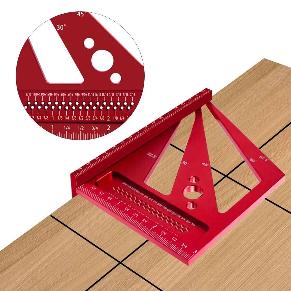 Малка Red Aluminum Alloy Woodworking Angle Finder Square Angle Measuring Tool — фото 1