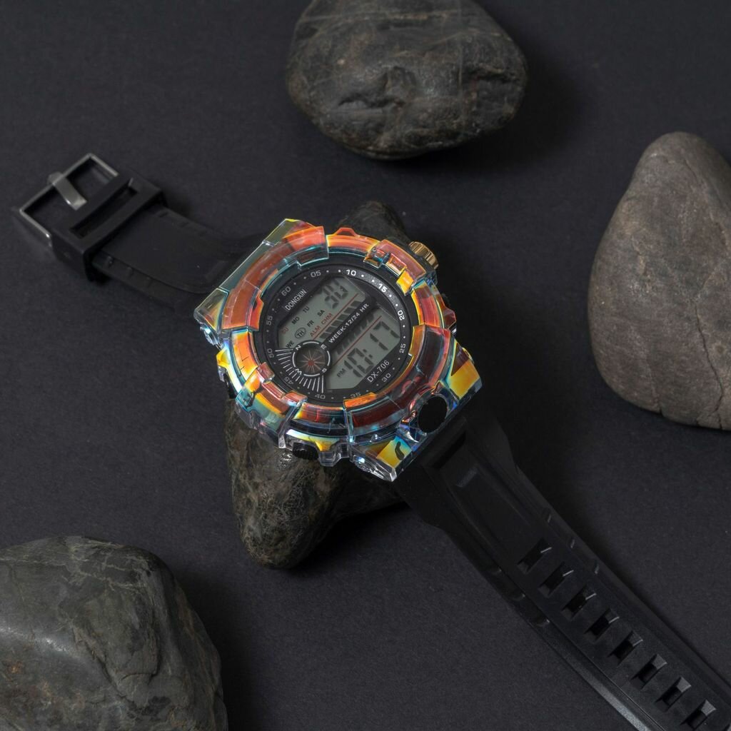 Детские цифровые водонепроницаемые спортивные часы с подсветкой для подростков черные