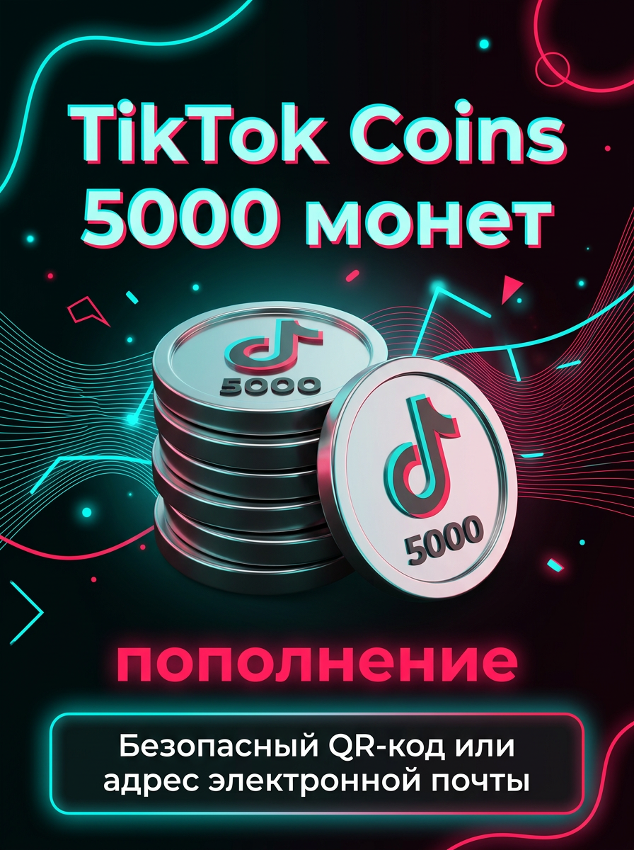 TikTok Coins 5000 монет| пополнение |Безопасный QR-код или адрес электронной почты|
